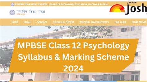Mp Board 12th Psychology Syllabus 2023 24 Download Mpbse Class 12