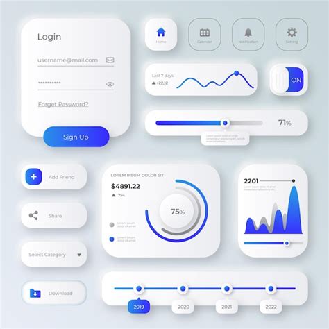 Premium Vector Gradient Colored Ui Kit Collection