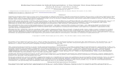 (PDF) Reducing Uncertainty in Subsalt Interpretation - A Non-Seismic View From Integration ...