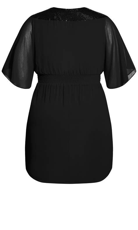 Womens Plus Size Plus Size Sequin Wrap Dress Black