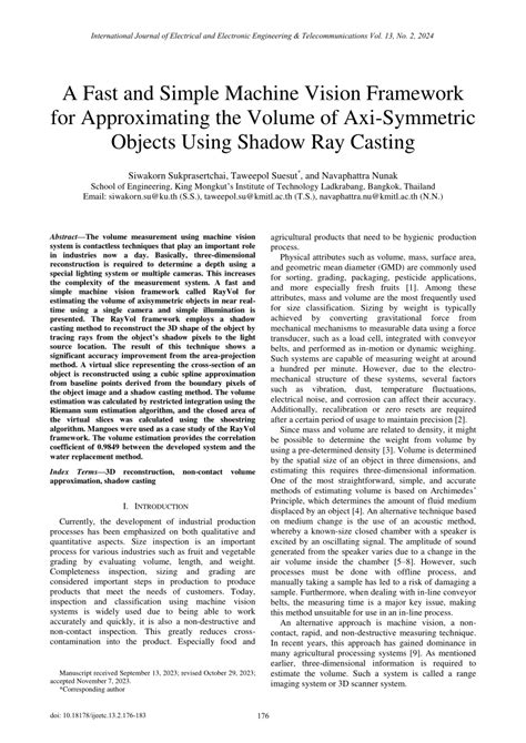 Pdf A Fast And Simple Machine Vision Framework For Approximating The