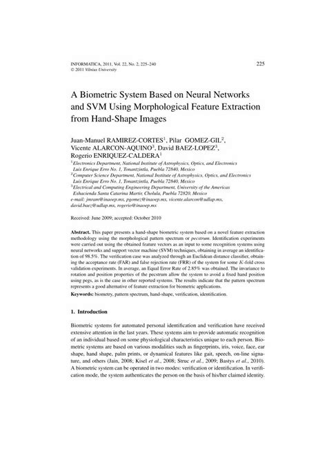 pdf a biometric system based on neural networks and svm … · and svm