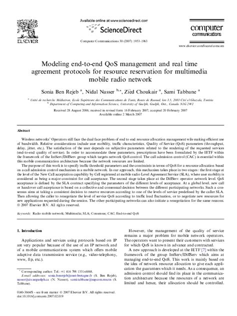 Pdf Modeling End To End Qos Management And Real Time Agreement Protocols For Resource