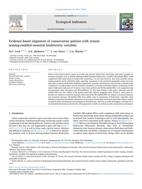 Pdf Evidence Based Alignment Of Conservation Policies With Remote