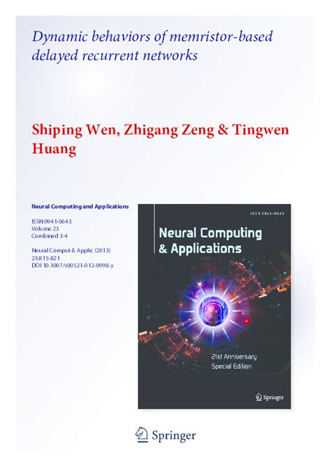 Pdf Dynamic Behaviors Of Memristor Based Delayed Recurrent Networks