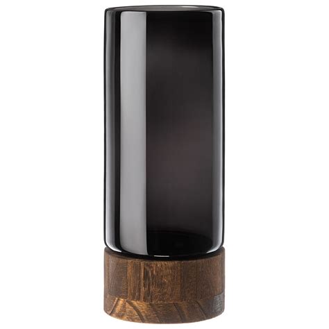 Ваза стеклянная на деревянной подставке 30 см серая 694 080 купить за 2599 руб в интернет