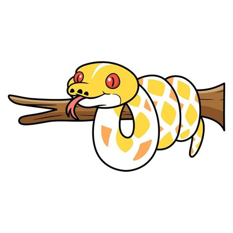 Cute Amelanistic Reticulated Python Cartoon On Tree Branch 23587905