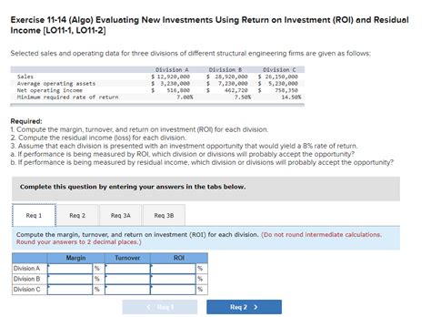 Solved Exercise 11 1 Algo Compute The Return On Investment
