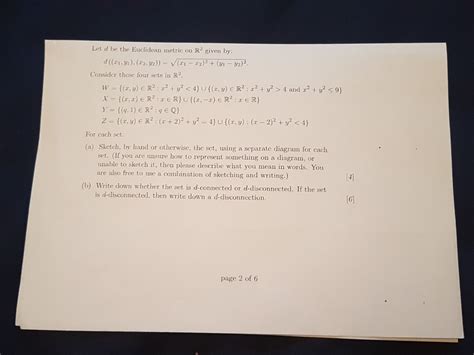 Solved Let D Be The Euclidean Metric On R2 Given By Consider