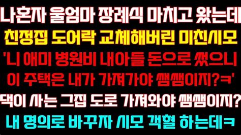 반전 신청사연 나혼자 엄마 장례식 마치고오니니엄마 병원비 내아들 돈썼으니 이주택 내가 가져가야 쌤쌤이지댁이사는 그집 도로
