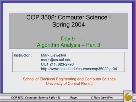 Ppt Cop 3502 Computer Science I Spring 2004 Day 9 Algorithm Analysis Part 3 Powerpoint