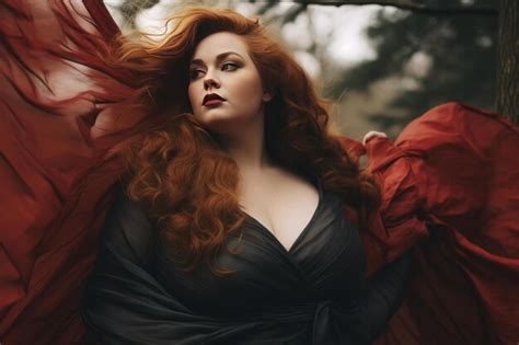 Majestic Redhead Woman In Enigmatic Forest Premium Ai Generated Image