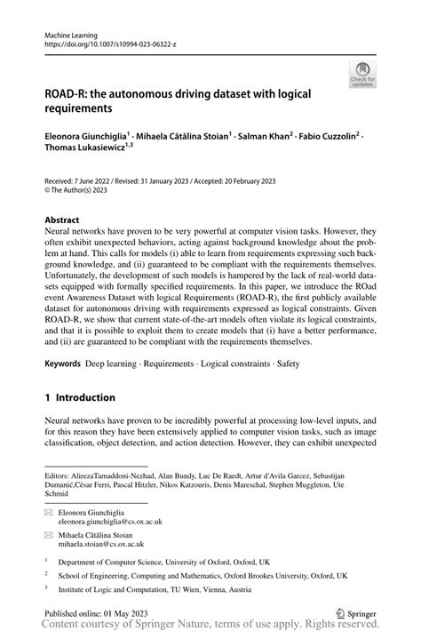 Pdf Road R The Autonomous Driving Dataset With Logical Requirements