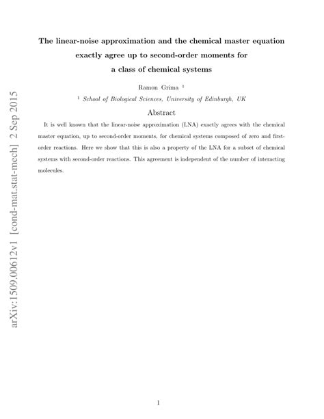 pdf linear noise approximation and the chemical master equation agree