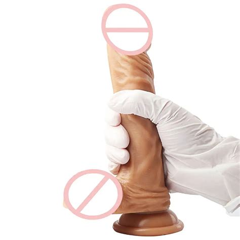 Realistic Waterproof Penis Double Layer Soft Silicone Dildos Women