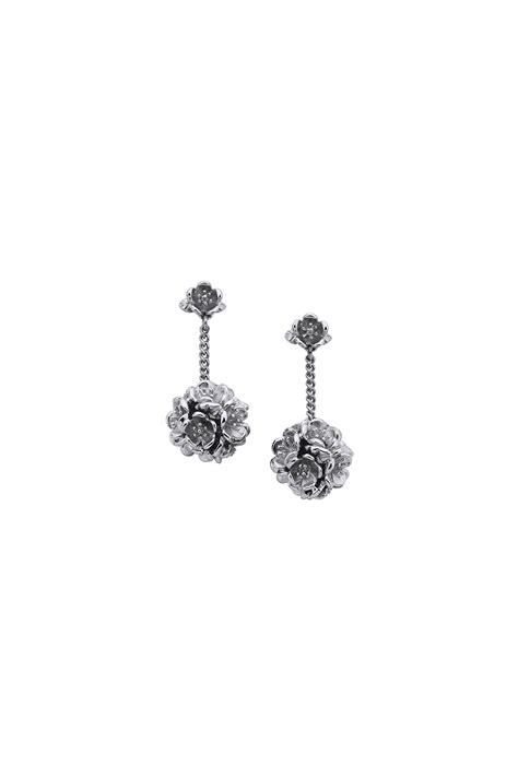Flower Ball Thread Earrings Silver Karen Walker