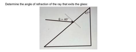 Solved Determine The Angle Of Refraction Of The Ray That Chegg Com