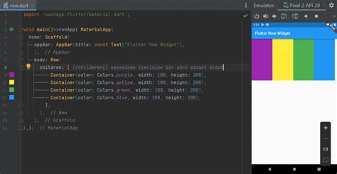 Flutter Row Widget Class Yazılım Dili