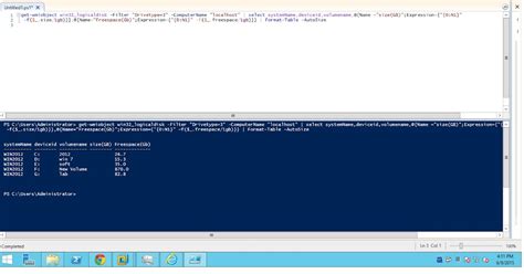 My Powershell Commands Getting Disk Space From Local System