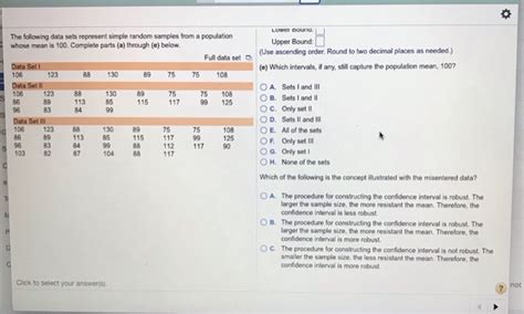 Solved The following data sets represent simple random | Chegg.com