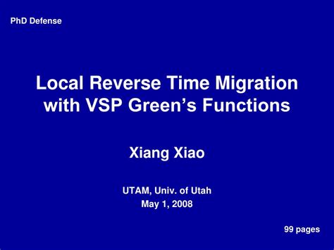 Ppt Local Reverse Time Migration With Vsp Greens Functions Powerpoint Presentation Id6582427