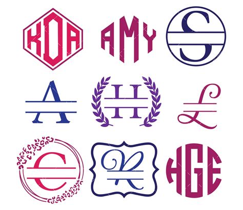 Monogram Svg Bundle Png Pdf 7 Monogram Alphabets Monogram Letters Svg