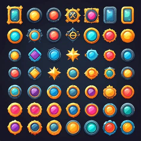 Premium Vector Colorful Vector Set Of Game Buttons And Frames
