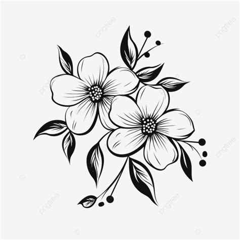 흑백 귀여운 꽃 꽃 검정색과 흰색 자연 Png 일러스트 및 이미지 에 대한 무료 다운로드 Pngtree