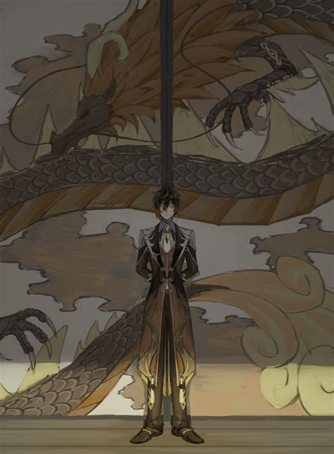 Zhongli And Rex Lapis Genshin Impact Drawn By Dabodabonogomu Danbooru