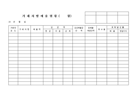 거래처별 매출현황월별 비즈폼 샘플양식 다운로드