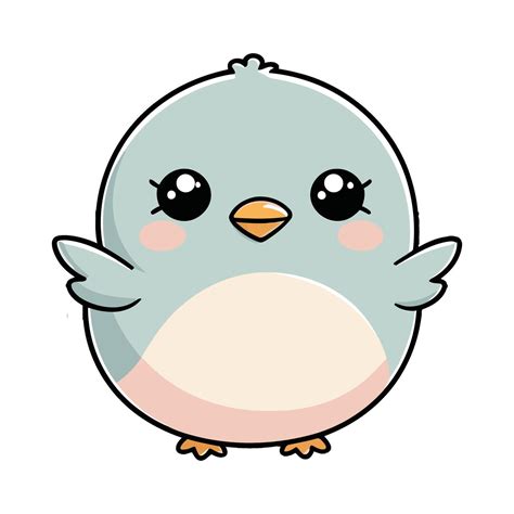Blue Chibi Bird Sitting Happily 50879920 Vector Art At Vecteezy