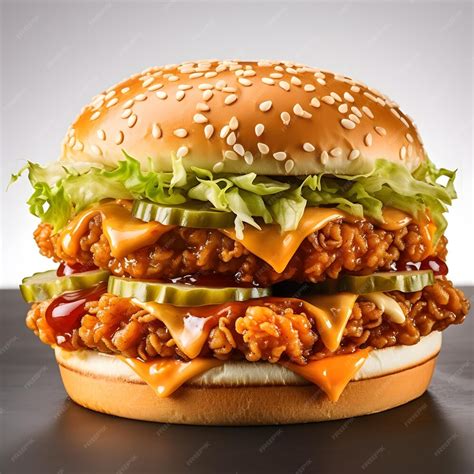 Premium Ai Image Spicy Chicken Burger Crispy Fresh And Sauced To