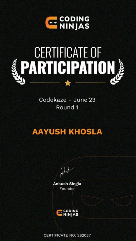 Codingninja Certificateofparticipation Programmingskills Aayush