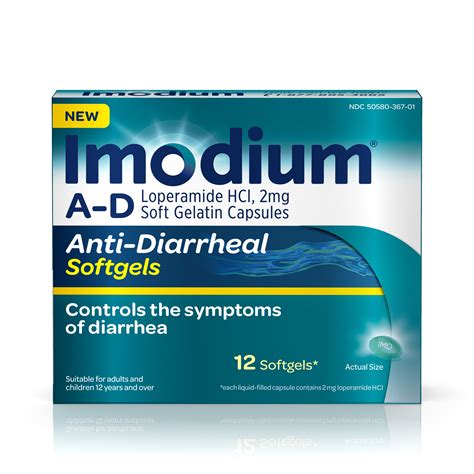 Imodium A D Anti Diarrheal Softgels Loperamide Hydrochloride 12 Ct