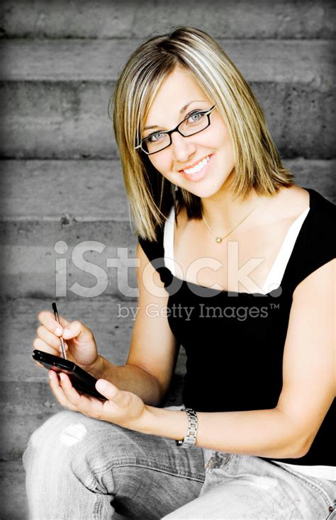 Female Using Pda Stock Photo Royalty Free FreeImages