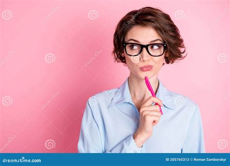 Close Up Portrait Of Her She Nice Attractive Creative Brainy Minded Intelligent Brown Haired