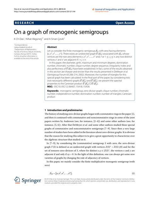 Pdf On A Graph Of Monogenic Semigroup