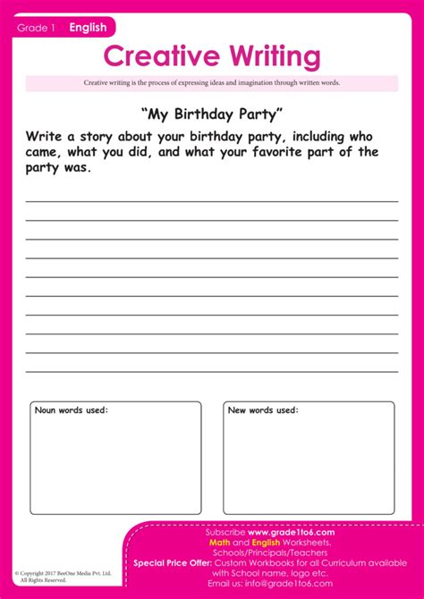 English Creative Writing Topics For Grade 6
