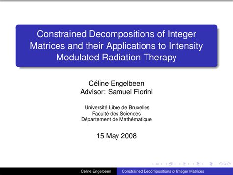Ppt Constrained Decompositions Of Integer Matrices And Their Powerpoint Presentation 759390