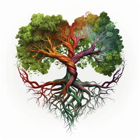 Tree Of Life Heart Premium AI Generated Image