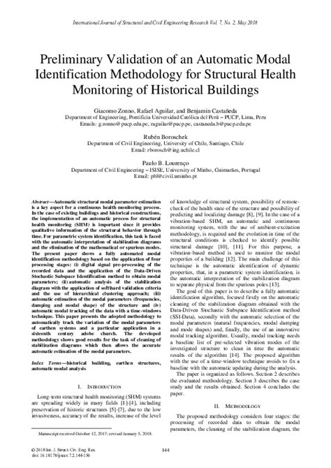 Pdf Preliminary Validation Of An Automatic Modal Identification
