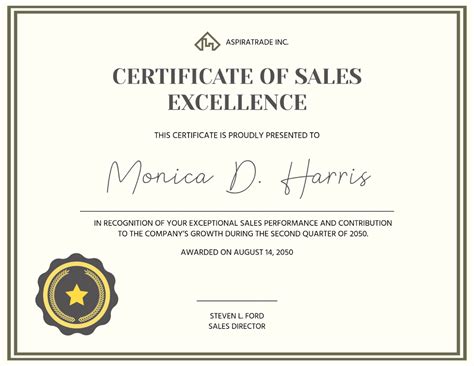 Free Simple Sales Recognition Certificate Template To Edit Online