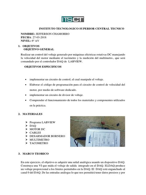 Informe De Labview De Voltaje Pdf Adquisición De Datos Áreas De