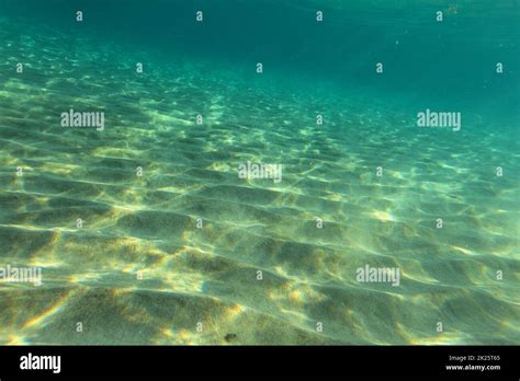 Sea Bottom Near Sandy Beach Sun Lights On Sand Dunes Underwater