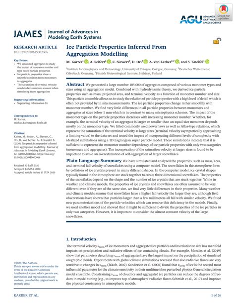 pdf ice particle properties inferred from aggregation modelling