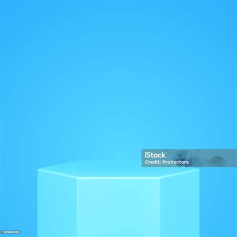 파란색 육각형 코너 기본 기초 제품 쇼케이스 받침대 3d 현실적인 벡터 일러스트 레이 션 0명에 대한 스톡 벡터 아트 및 기타 이미지 0명 3차원 형태 각도 Istock