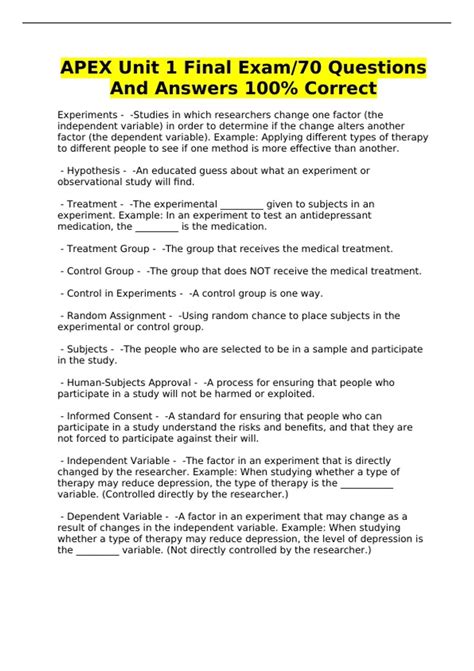 APEX Unit Final Exam Questions And Answers Correct APEX Unit Stuvia US