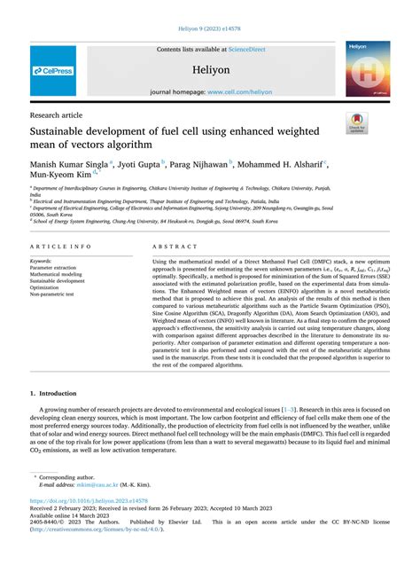 Pdf Sustainable Development Of Fuel Cell Using Enhanced Weighted Mean