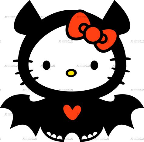 Halloween Kitty Bat Dtf Transfer Hello Kitty Drawing Hello Kitty