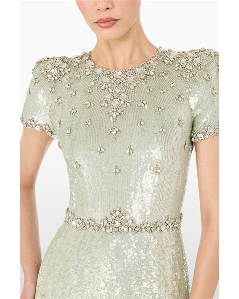Jenny Packham Lombard Embellished Dress In Green Lyst